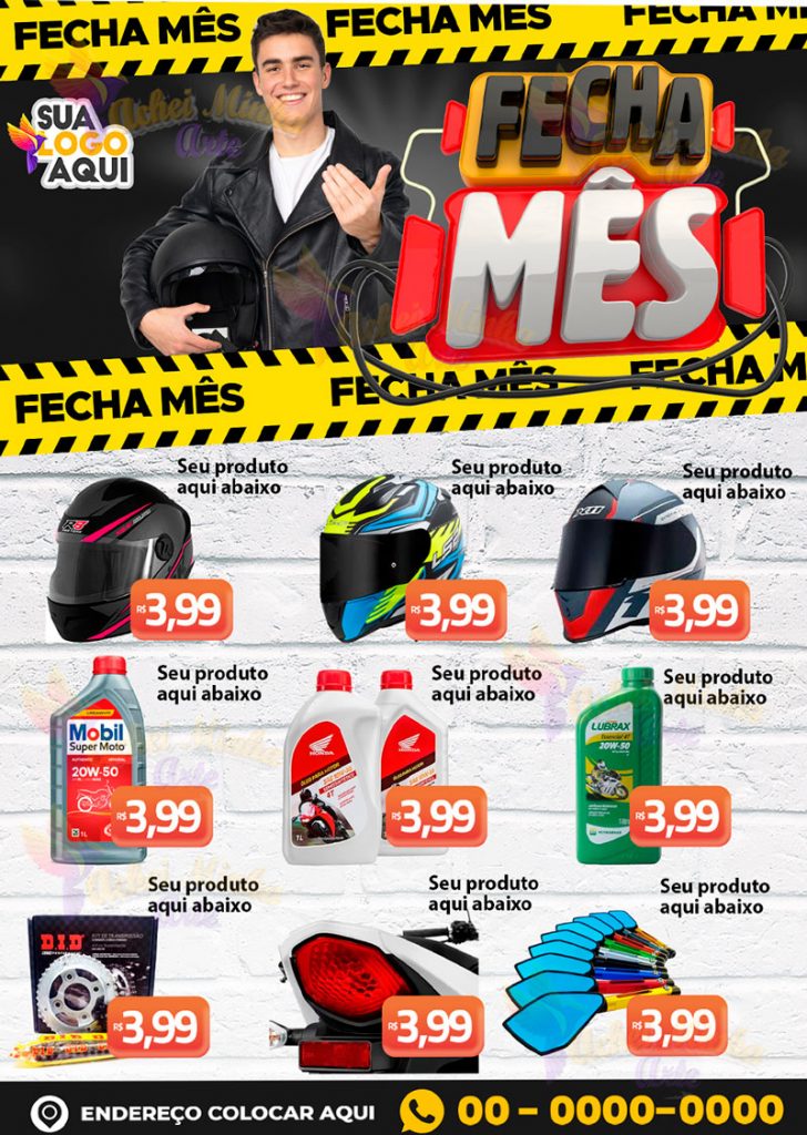 Encarte fecha mês Moto - Editáveis Motos e Acessórios