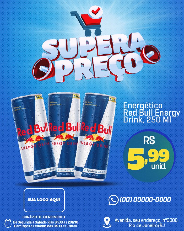 Flyer Red Bull Supera Preços PSD Editável - Baixe Agora!